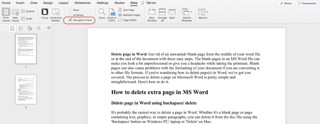 How to delete a Page in MS Word (quick guide) | 91mobiles.com
