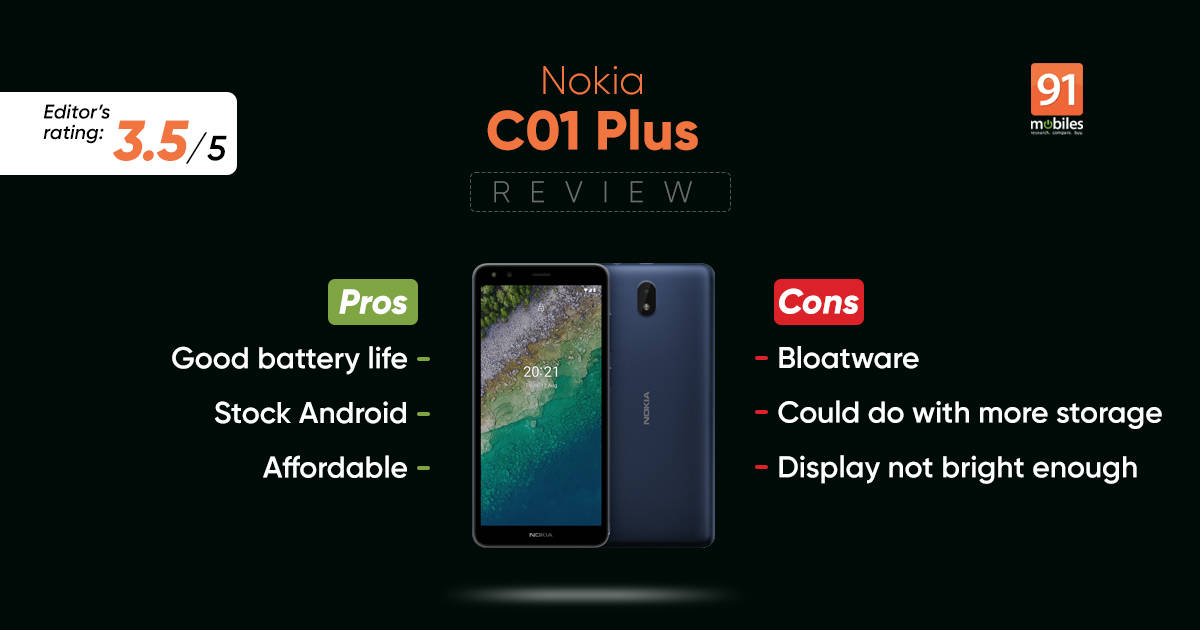 Nokia C01 Plus Review - Pros and cons, Verdict | 91Mobiles