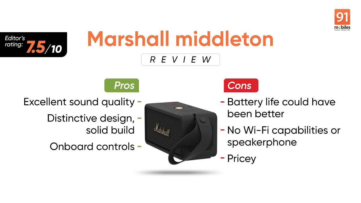 Marshall Middleton speaker review: rich sound | 91mobiles.com